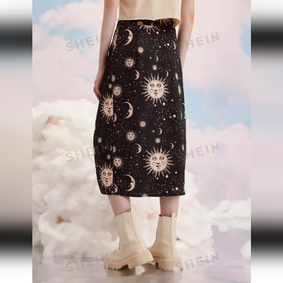 SHEIN | Skirts | Sun Moon Celestial Zodiac Skirt | Poshmark